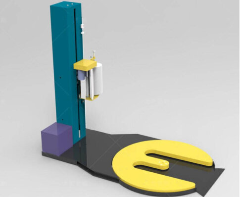 M type pallet stretch wrapper machine with pallet jack cutout - Thermo Wrapper